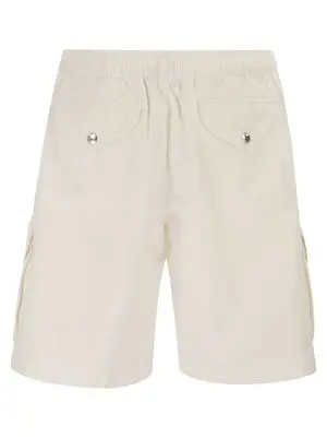 Brunello Cucinelli Bermuda Shorts In Garment-dyed Cotton Gabardine With Drawstring - White