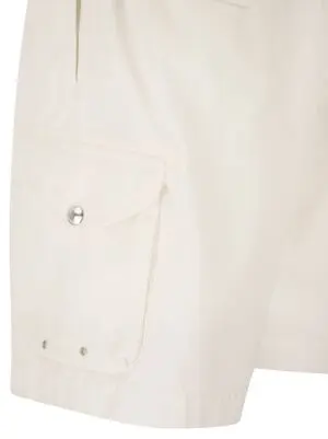 Brunello Cucinelli Bermuda Shorts In Garment-dyed Cotton Gabardine With Drawstring - White