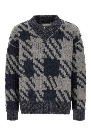 Dries Van Noten Houndstooth V-neck Knitwear - Multicolor