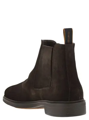 Santoni Suede Chelsea Boot - Brown