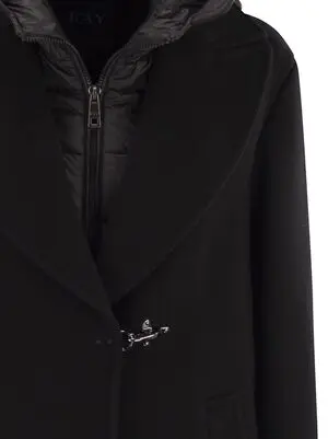 FAY Double Front Wool And Cashmere Coat With Detachable Hooded Bib