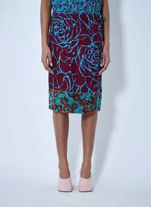 Dries Van Noten Embroidered Midi Skirt With Floral Lace Overlay - Multicolor
