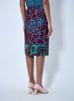 Dries Van Noten Embroidered Midi Skirt With Floral Lace Overlay - Multicolor