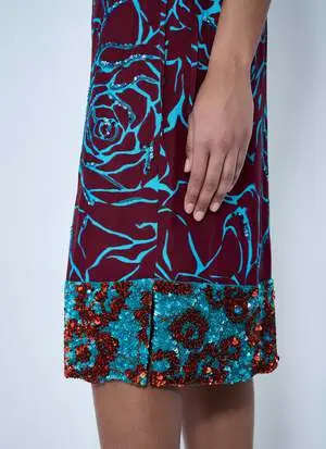 Dries Van Noten Embroidered Midi Skirt With Floral Lace Overlay - Multicolor