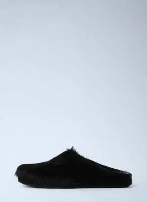 Marni Fussbett Long Haired Mules - Black