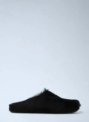 Marni Fussbett Long Haired Mules - Black