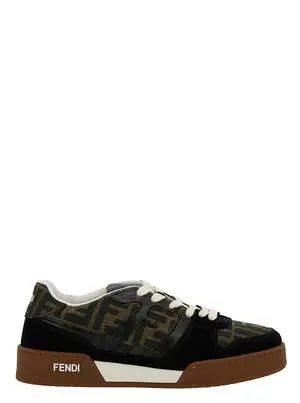 Fendi Low Top Sneakers With Ff Motif In Leather - Multicolor