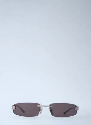 Balenciaga Gossip Rectangle Rimless Sunglasses - Silver