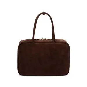 Miu Miu Suede Top Handle Bag With Embossed Logo