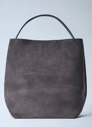 TOTEME Belted Suede Tote Bag - Gray