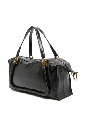 Chloé Calf Leather Glossy Top Handle Shoulder Bag - Black