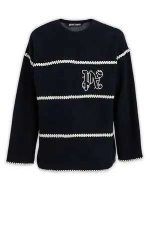 Palm Angels Navy Embroidered Knitwear - Multicolor