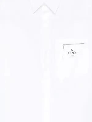 Fendi Boxy Fit Cotton Shirt With Zip Pocket