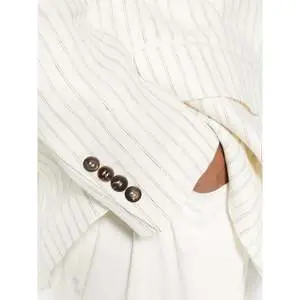 Max Mara Vertical Stripe Linen Blend Blazer
