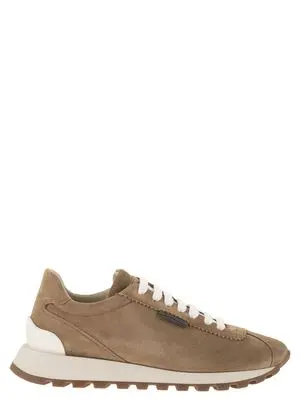 Brunello Cucinelli Suede Runners With Shiny Tab