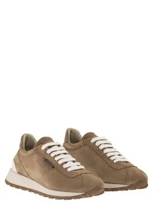 Brunello Cucinelli Suede Runners With Shiny Tab