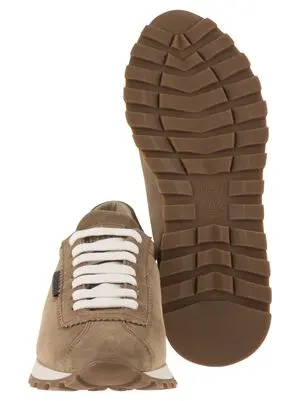 Brunello Cucinelli Suede Runners With Shiny Tab