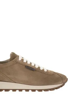 Brunello Cucinelli Suede Runners With Shiny Tab