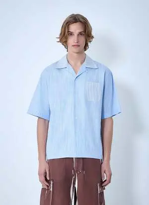 Marni Striped Cotton Poplin Shirt - Blue