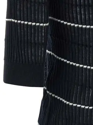 Max Mara Wool And Silk Polo Shirt With Ribbed Detailing - Blue