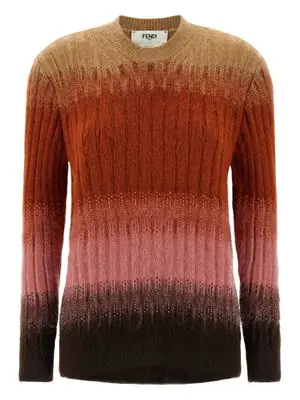 Fendi Gradient Mohair And Wool Fitted Jumper - Multicolor