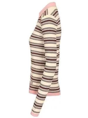 Moncler Cotton Crepe Polo Shirt With Graphic Stripes And Logo - Multicolor
