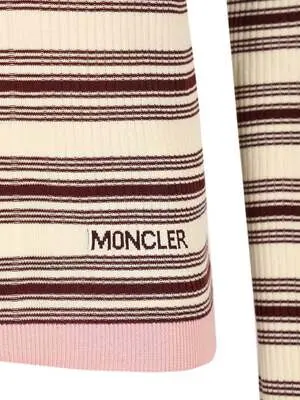 Moncler Cotton Crepe Polo Shirt With Graphic Stripes And Logo - Multicolor