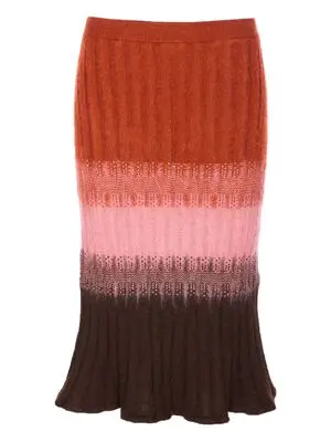 Fendi Gradient Mohair And Wool High-waisted Midi Skirt - Multicolor