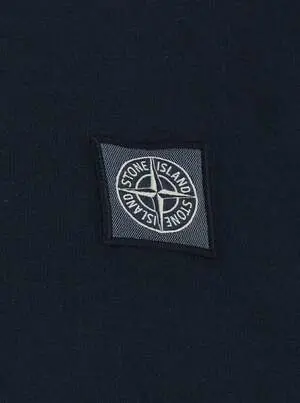 Stone Island Crewneck T-shirt With Logo Patch On The Front In Cotton - Black