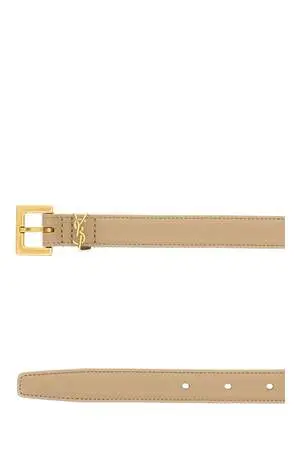 Saint Laurent Leather Belt With Monogram Buckle