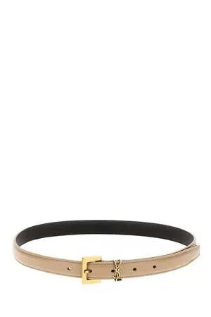Saint Laurent Leather Belt With Monogram Buckle - Multicolor