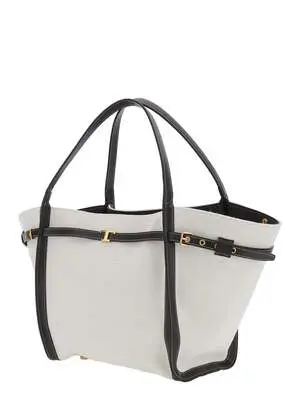 TOD'S White Cotton Blend Tote Bag With Leather Strap - Multicolor