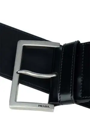 Prada Leather Belt With Silver Buckle