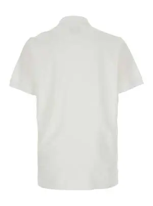 Fendi White Polo Shirt With Classic Collar And Logo On The Front In Cotton For - Multicolor
