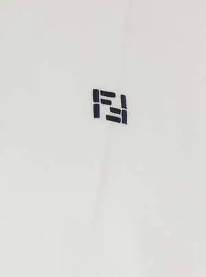 Fendi White Polo Shirt With Classic Collar And Logo On The Front In Cotton For - Multicolor