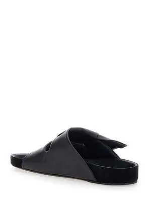 Isabel Marant Étoile Lennyo Black Leather Bow Detail Slip-on Sandals - Multicolor