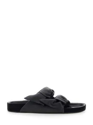Isabel Marant Étoile Lennyo Black Leather Bow Detail Slip-on Sandals - Multicolor