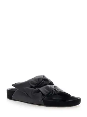 Isabel Marant Étoile Lennyo Black Leather Bow Detail Slip-on Sandals - Multicolor