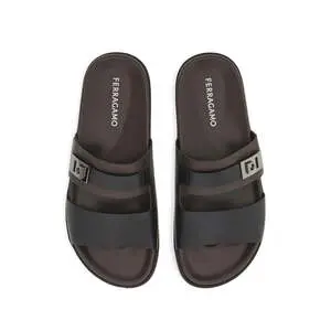 FERRAGAMO Double Strap Sandals - Black