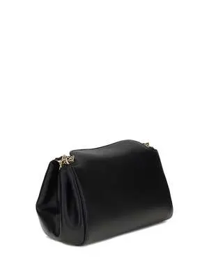 Prada Leather Shoulder Bag With Gold Tone Logo - Black