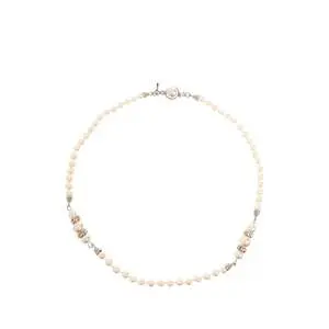 Alessandra Rich Pearl And Crystal Embellished Necklace - Silver