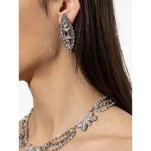 Alessandra Rich Tone Marquise Drop Earrings With Gem Detailing
