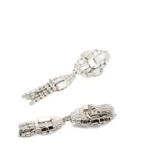 Alessandra Rich Crystal Embellished Tassel Drop Earrings