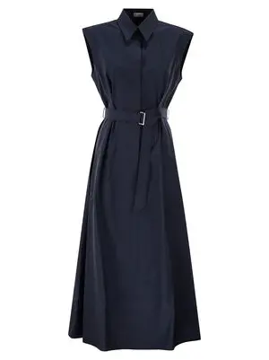 BRUNELLO CUCINELLI BRUNELLO CUCINELLI Long Sleeveless Cotton Dress With Belt