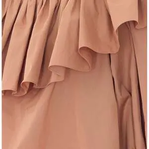 Chloé Cotton 3/4 Sleeve Crew Neck Top With Ruffles - Pink