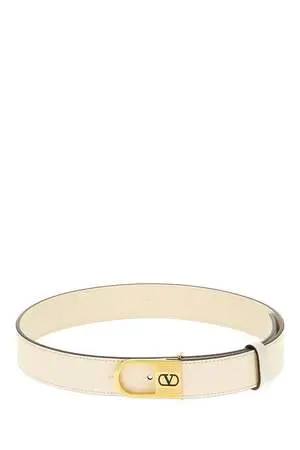 Valentino Garavani Leather Belt With Gold Tone V Logo - Multicolor