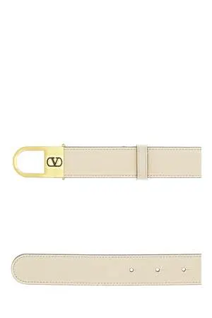 Valentino Garavani Leather Belt With Gold Tone V Logo
