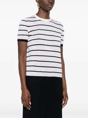 Max Mara Striped Crewneck Short Sleeve T-shirt - Multicolor