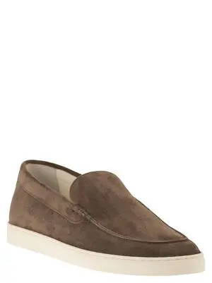 Brunello Cucinelli Chevron Suede Moccasin Trainers