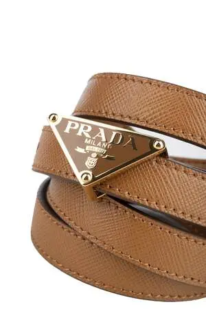 Prada Leather Belt With Triangle Logo - Multicolor
